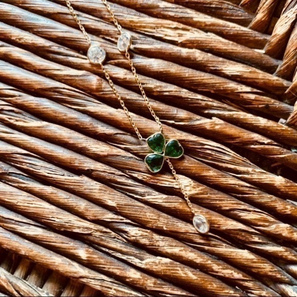 Jewelry | Gold Crystal Shamrock Y Necklace | Poshmark